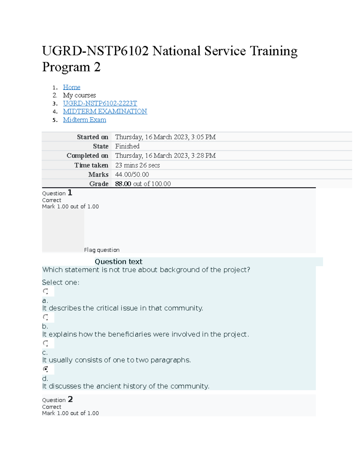 UGRD-NSTP6102 National Service Training Program 2 - UGRD-NSTP6102 ...