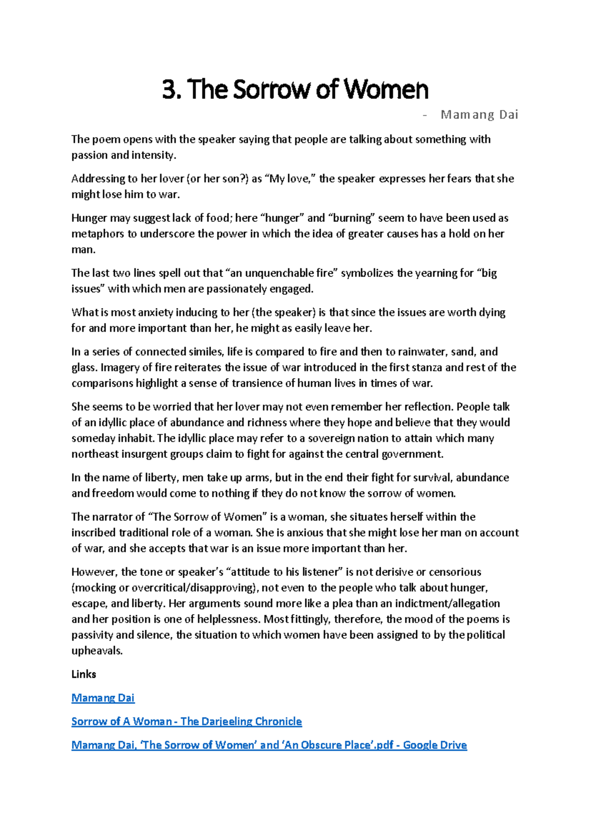 Analysis of "The Sorrow of Women" Poem by Mamang Dai: Key Themes and ...