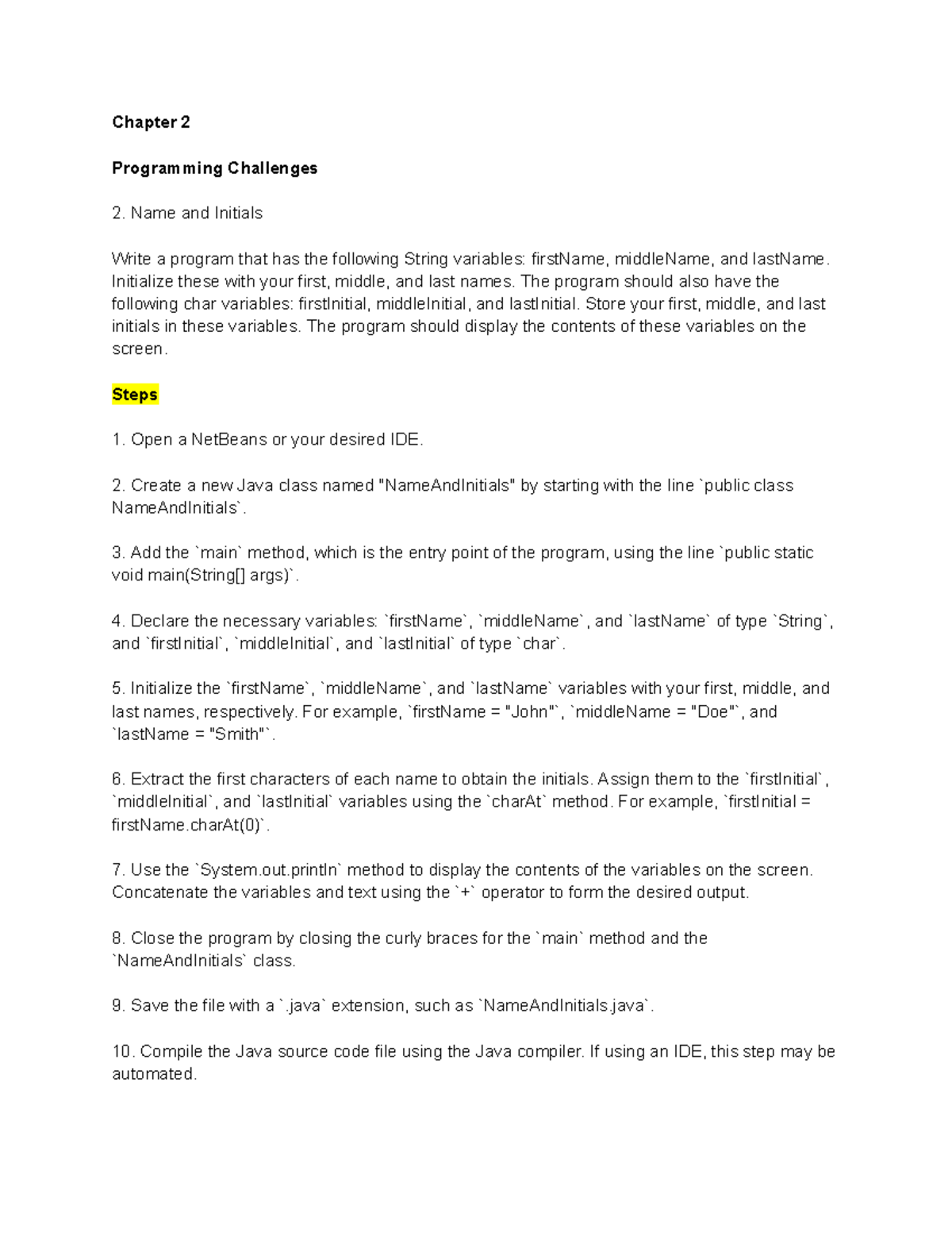 Chapter 2 2nd Programming Challenge Solution - Chapter 2 Programming ...