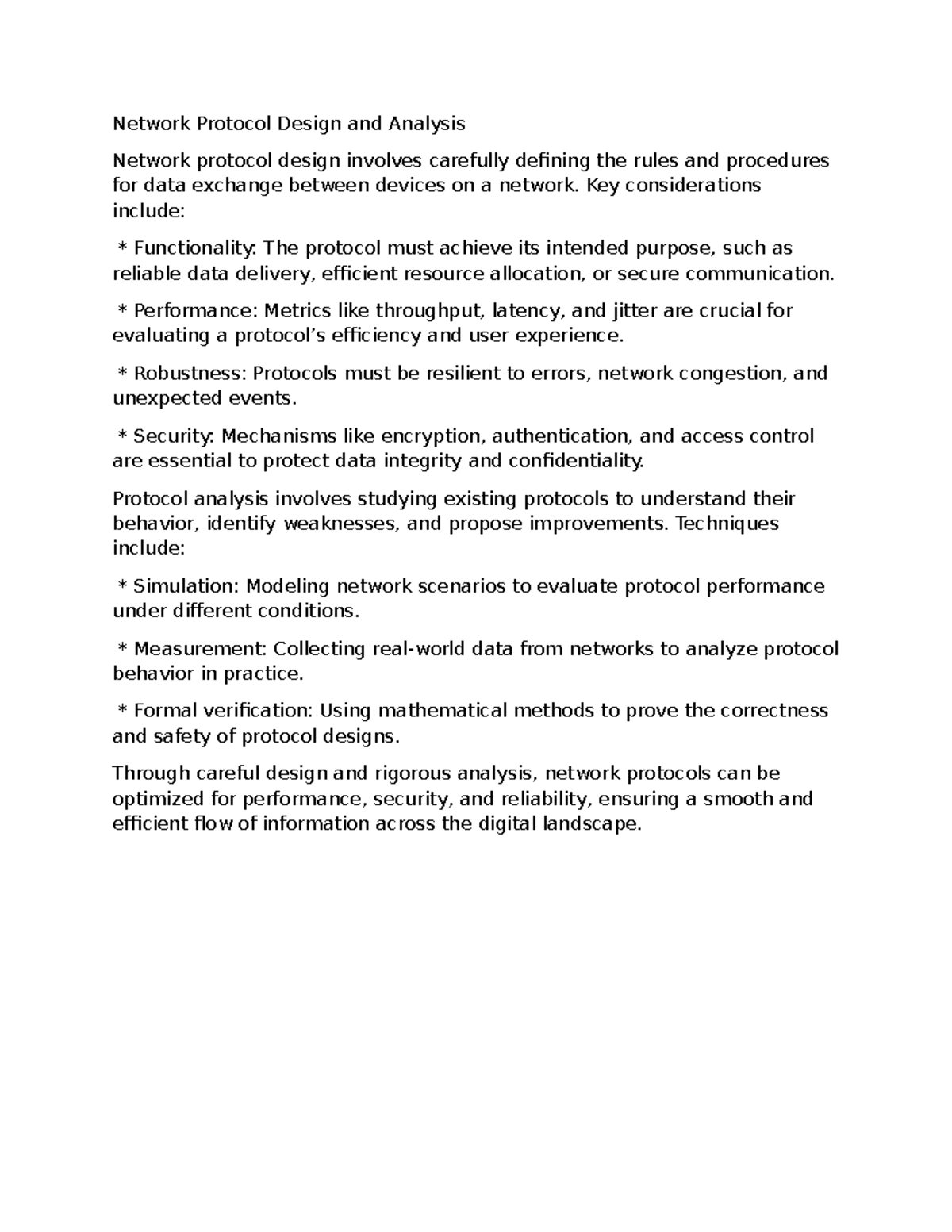 Network Protocol Design and Analysis - Network Protocol Design and ...
