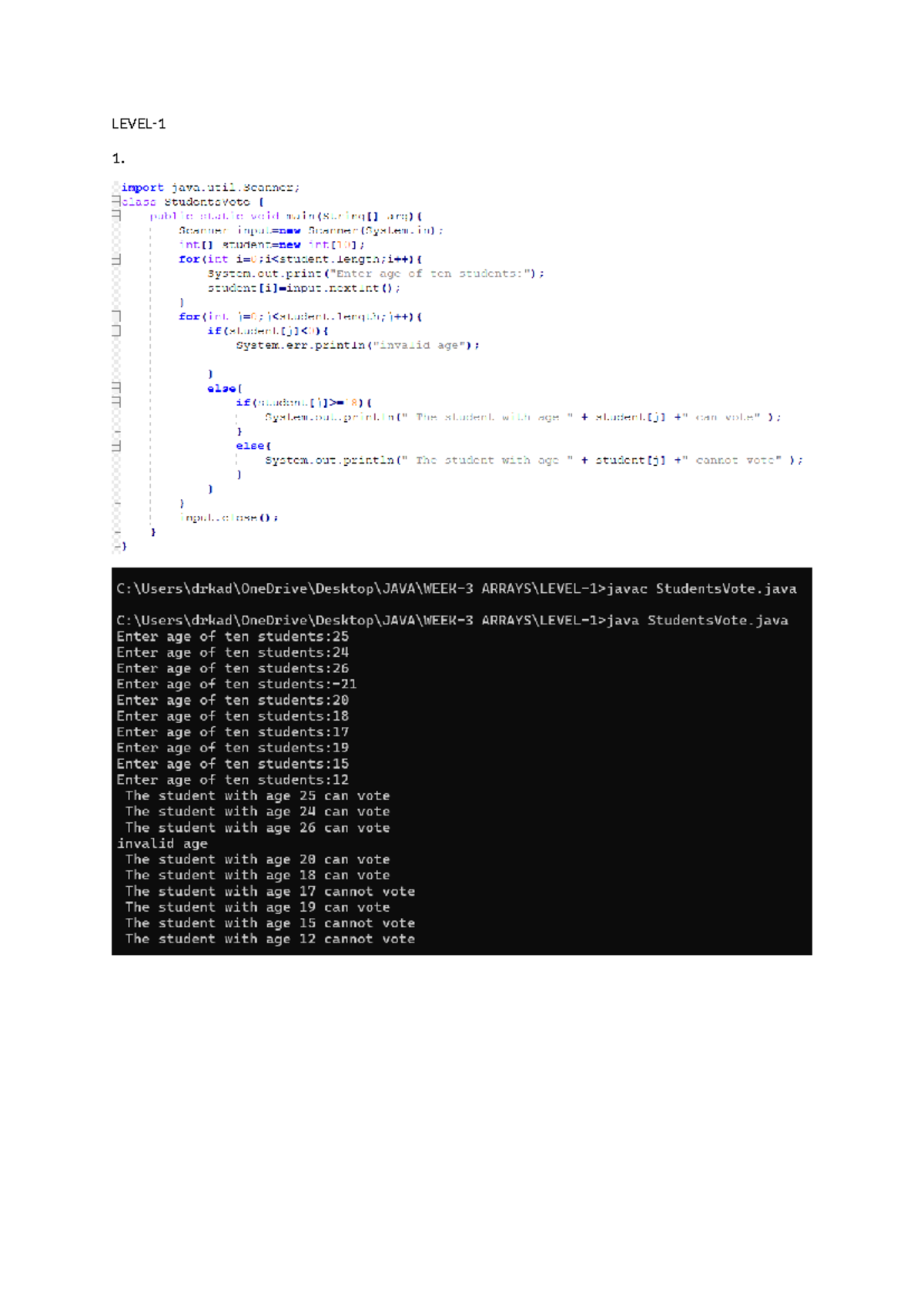 Java Programming Level-1: Student Voting & Number Analysis Tasks - Studocu