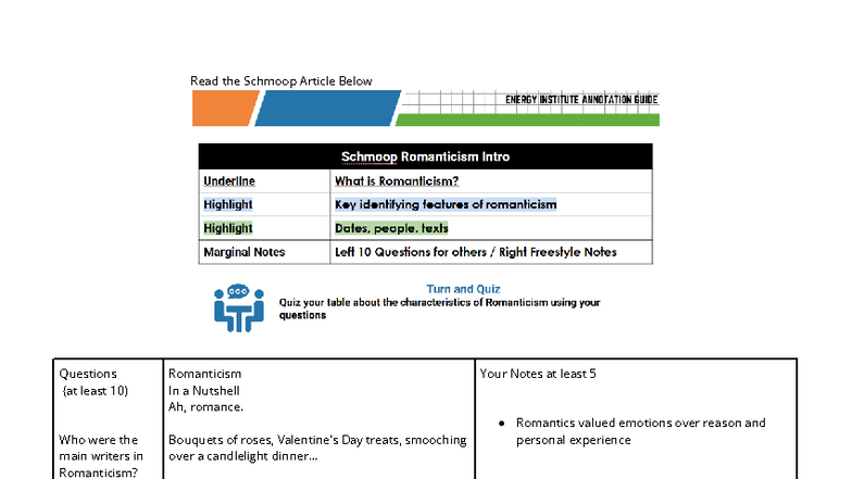 Copy of Schmoop Intro to Romanticism: Key Concepts & Questions - Studocu