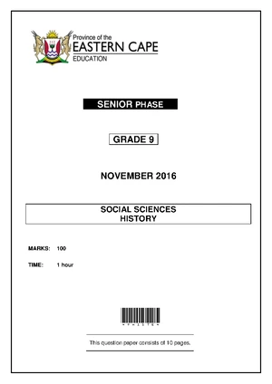 Grade 6 Social Sciences SS Geography November Exam & Memo 2023 - Studocu