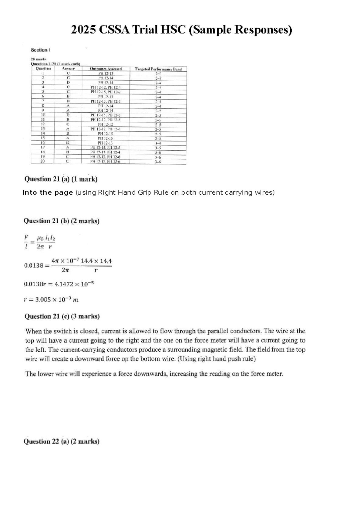 2025 CSSA Physics Trial HSC(Sample Responses) - 2025 CSSA Trial HSC (Sample Responses) Into the ...