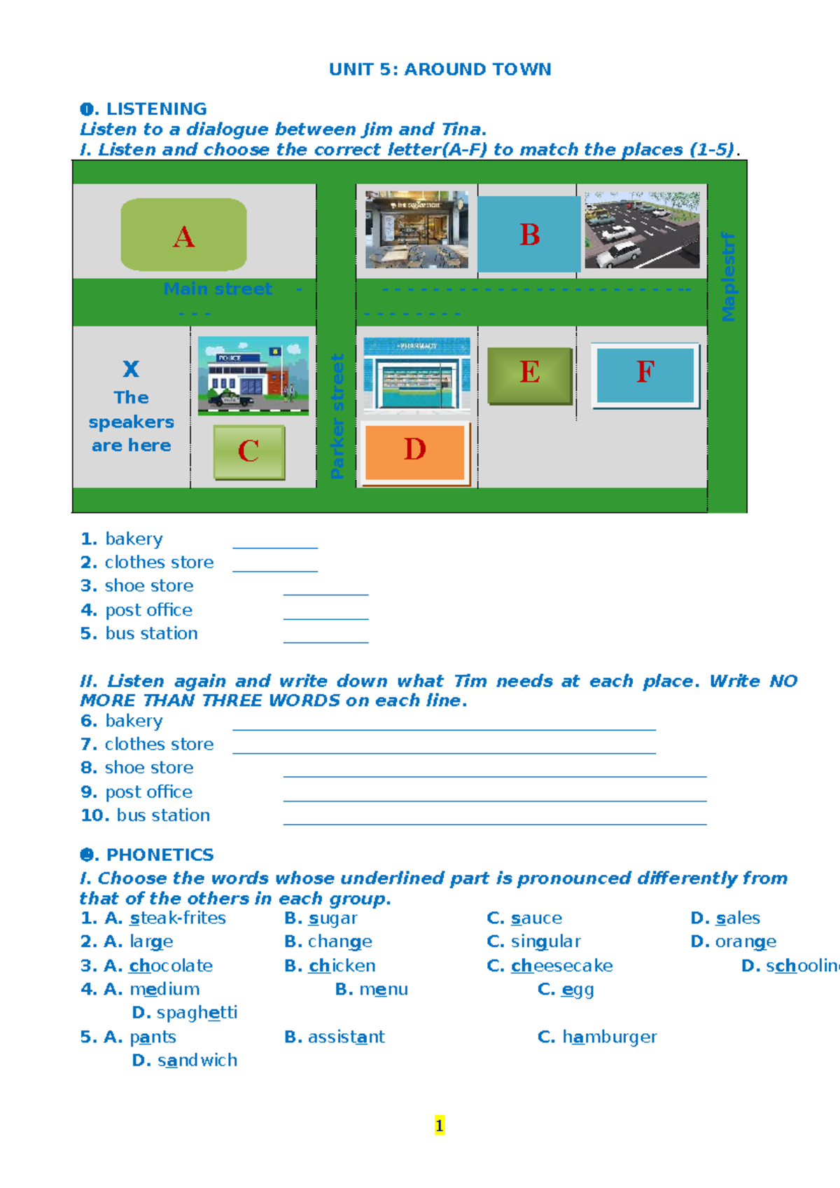 Unit 5: Around Town - Listening & Vocabulary for Graders 6 - Studocu