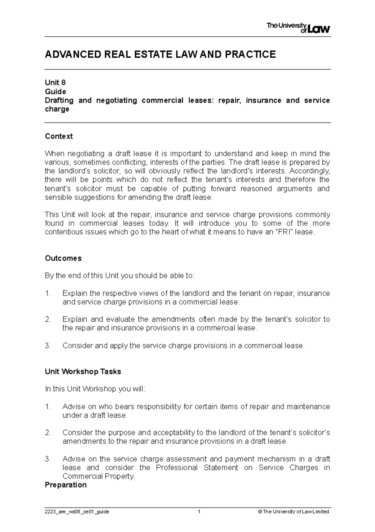 ARE WS 8 - Drafting & Negotiating Commercial Leases: Repair & Insurance ...