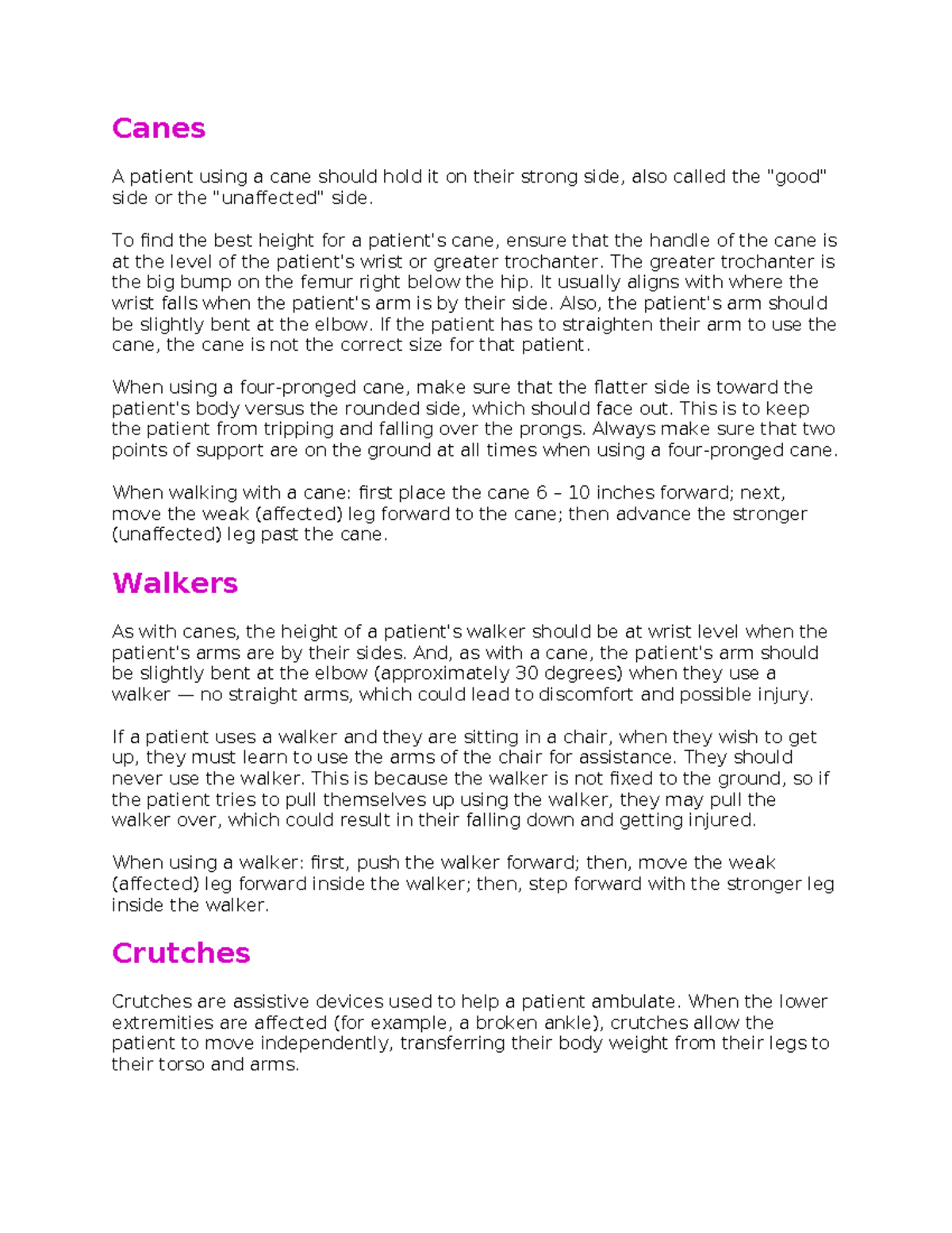 Assistive Devices for Mobility: Guidelines for Canes, Walkers ...
