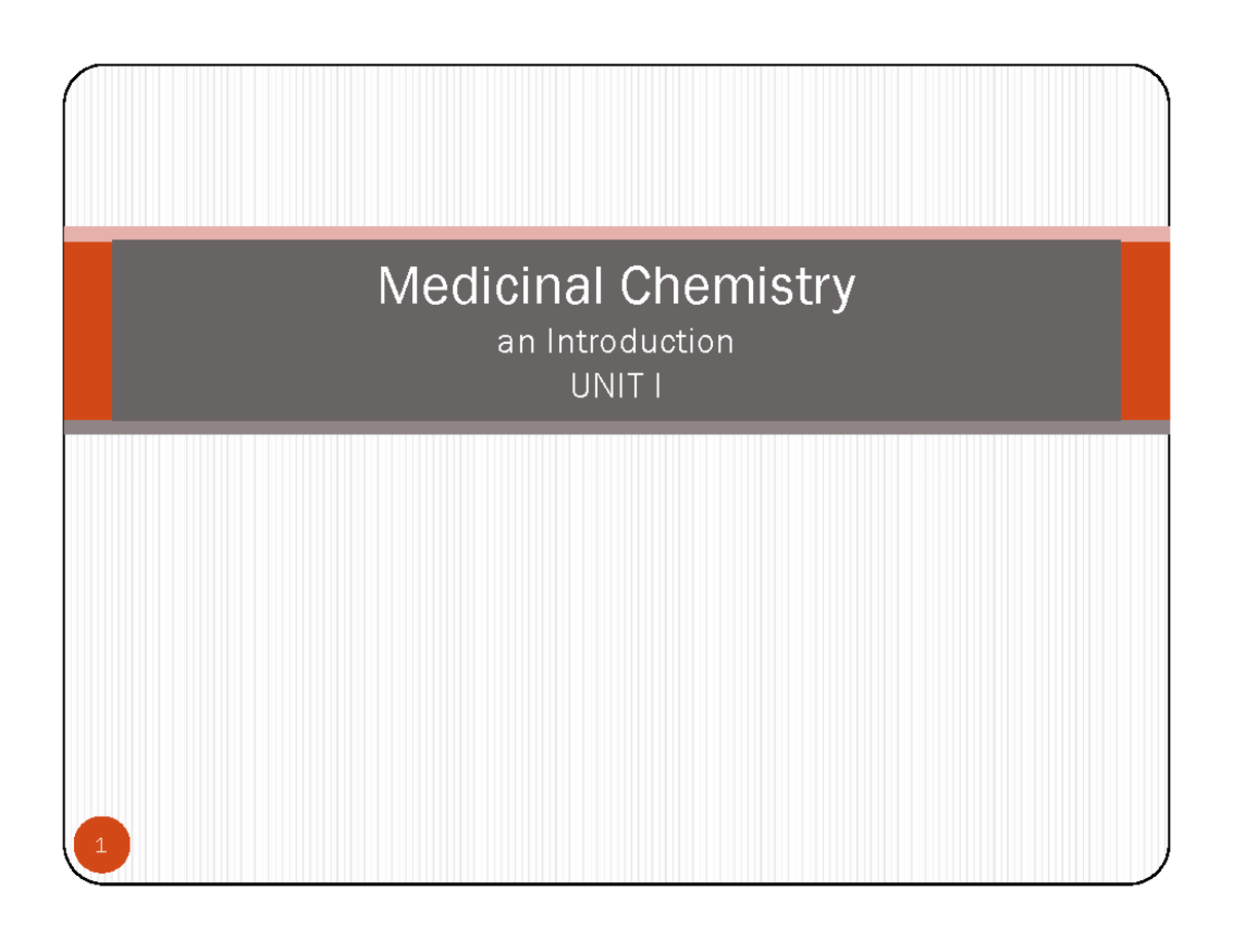 MCH 402 Medicinal Chemistry: Introduction and Key Concepts - Studocu
