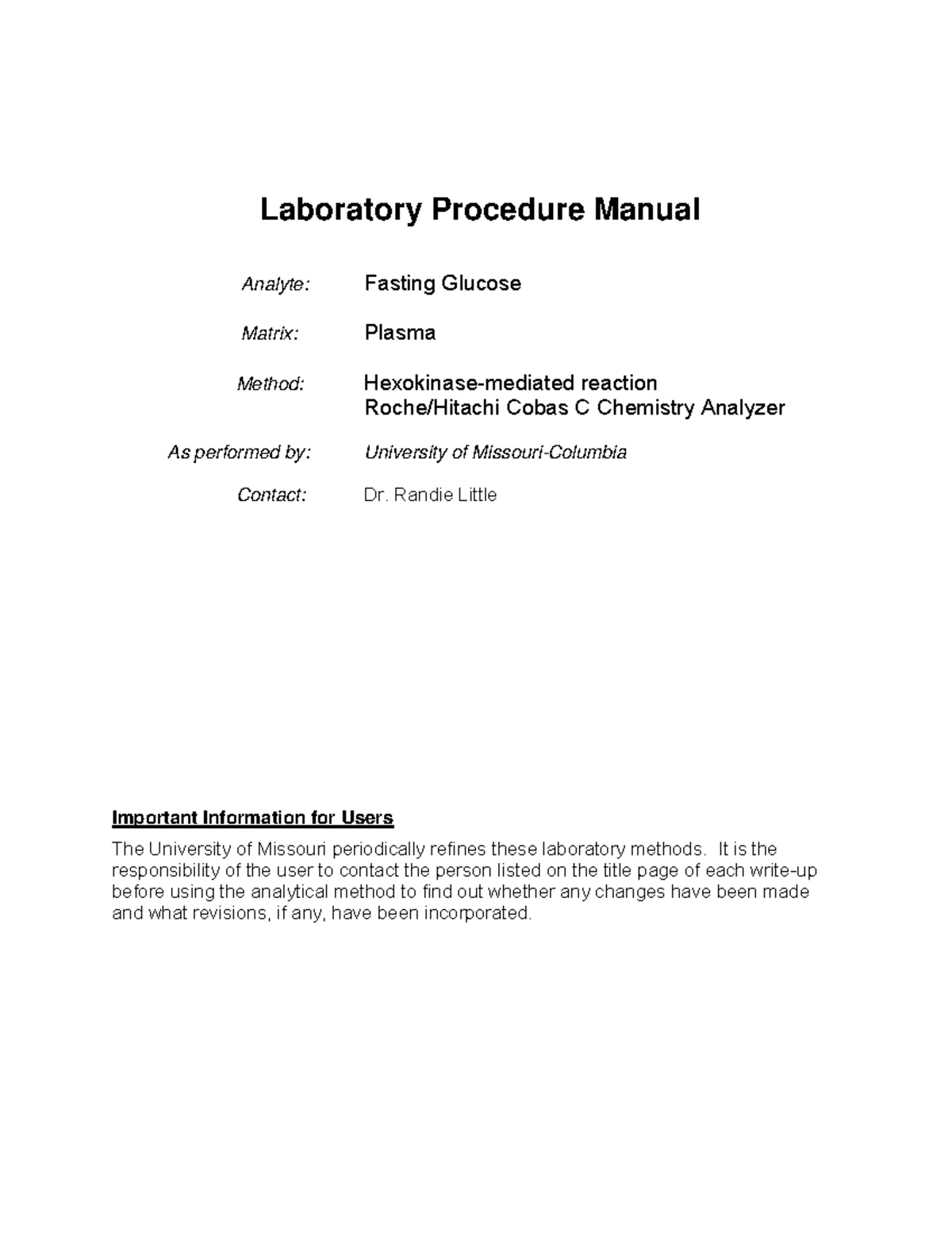 GLU H MET Fasting Glucose Lab Procedures and Safety Guidelines - Studocu