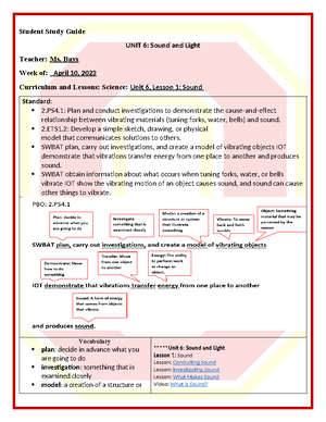 OES Lesson Plan and Standard 2 - Student Study Guide Math Name: Mrs ...