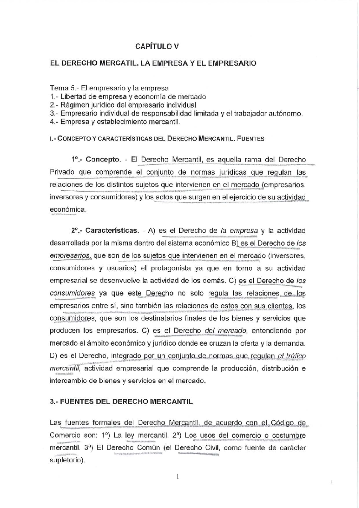 CAP 5: DERECHO MERCANTIL - EMPRESARIO Y EMPRESA (Apuntes) - Studocu