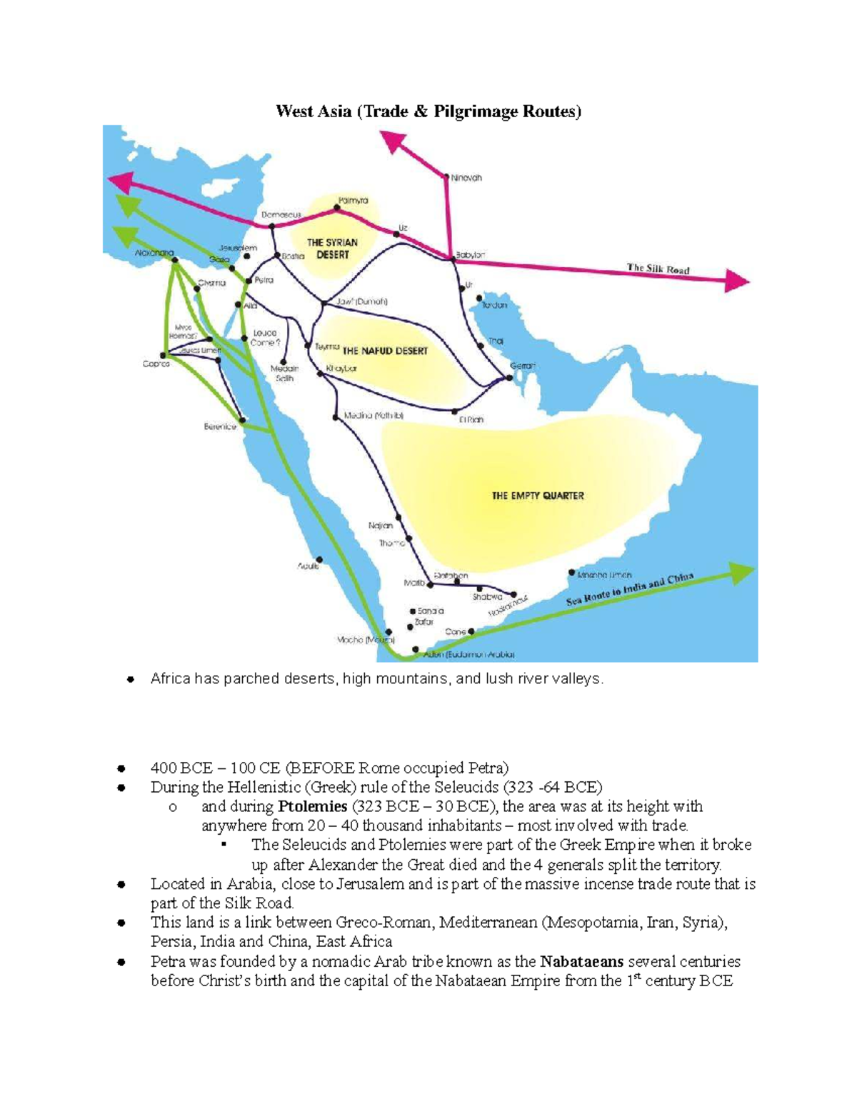 Unit 7 Notes: West Asia Trade Routes and Cultural Influences - Studocu