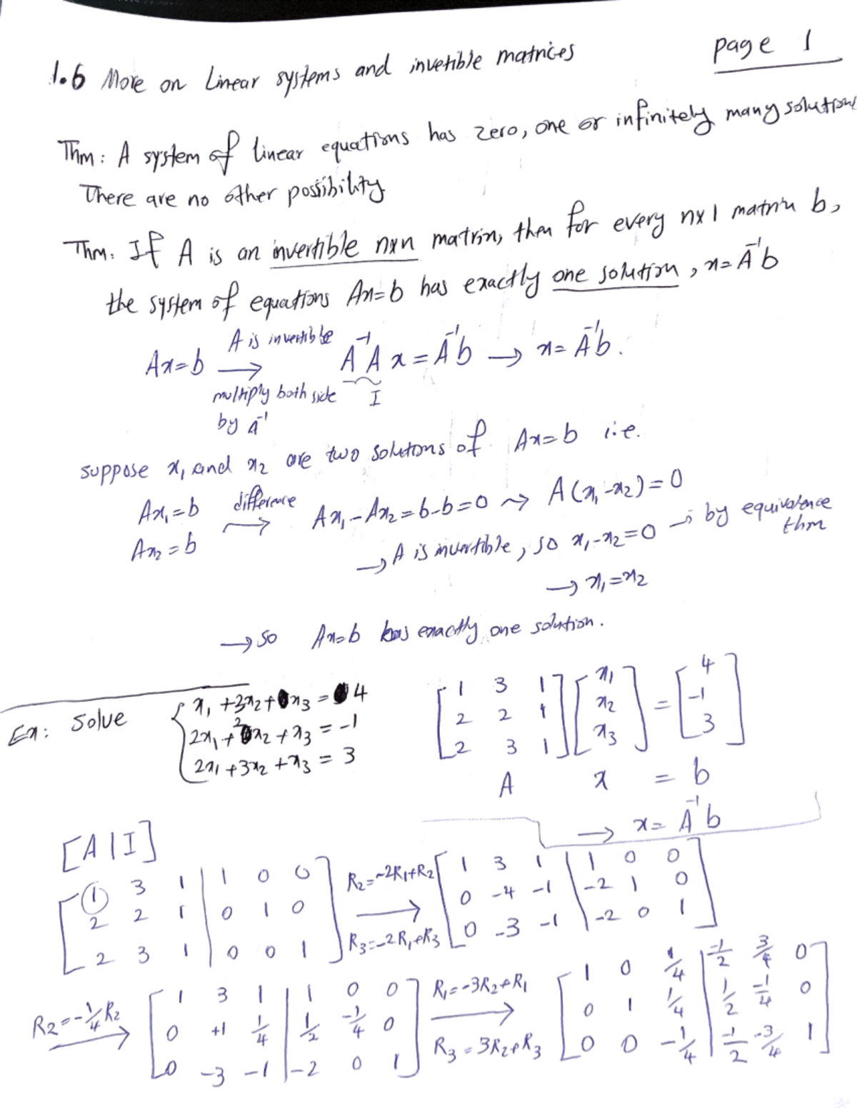 More on linear systems and invertible matrices (MATH 1.6) - Studocu