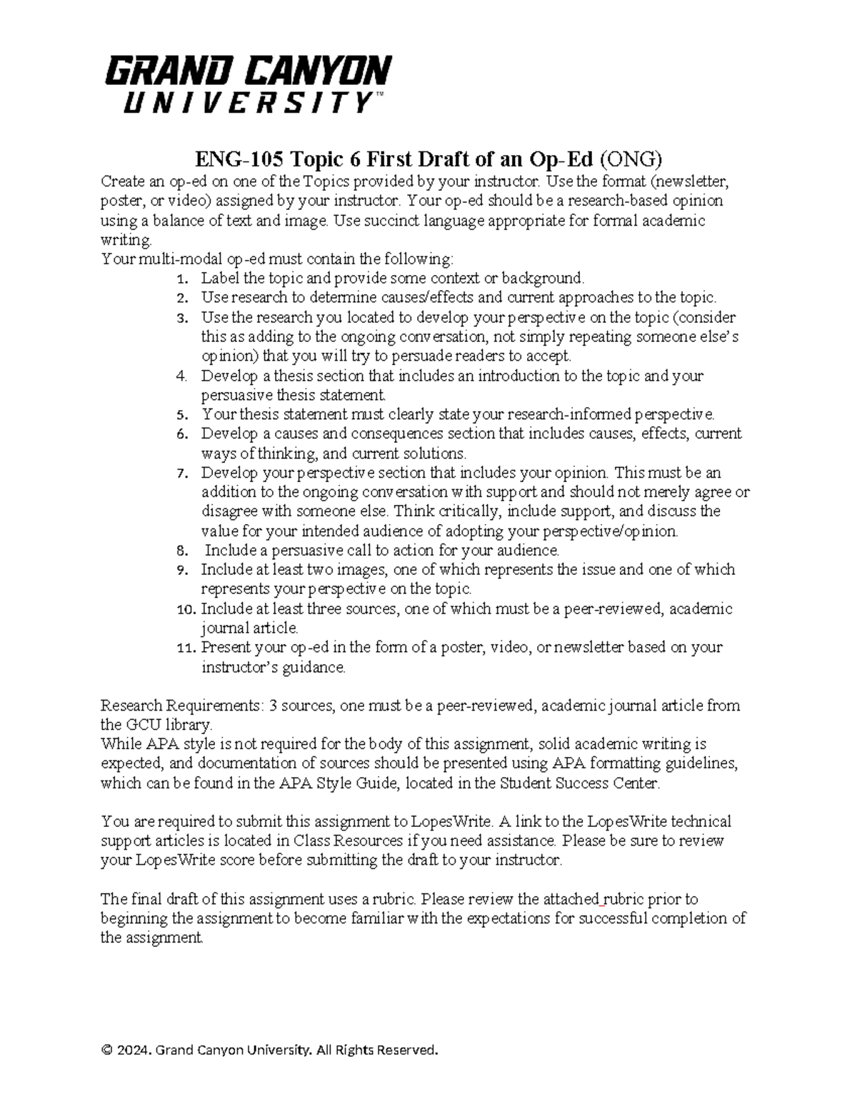 ENG1- Op-Ed Essay: First Draft Instructions and Guidelines - Studocu