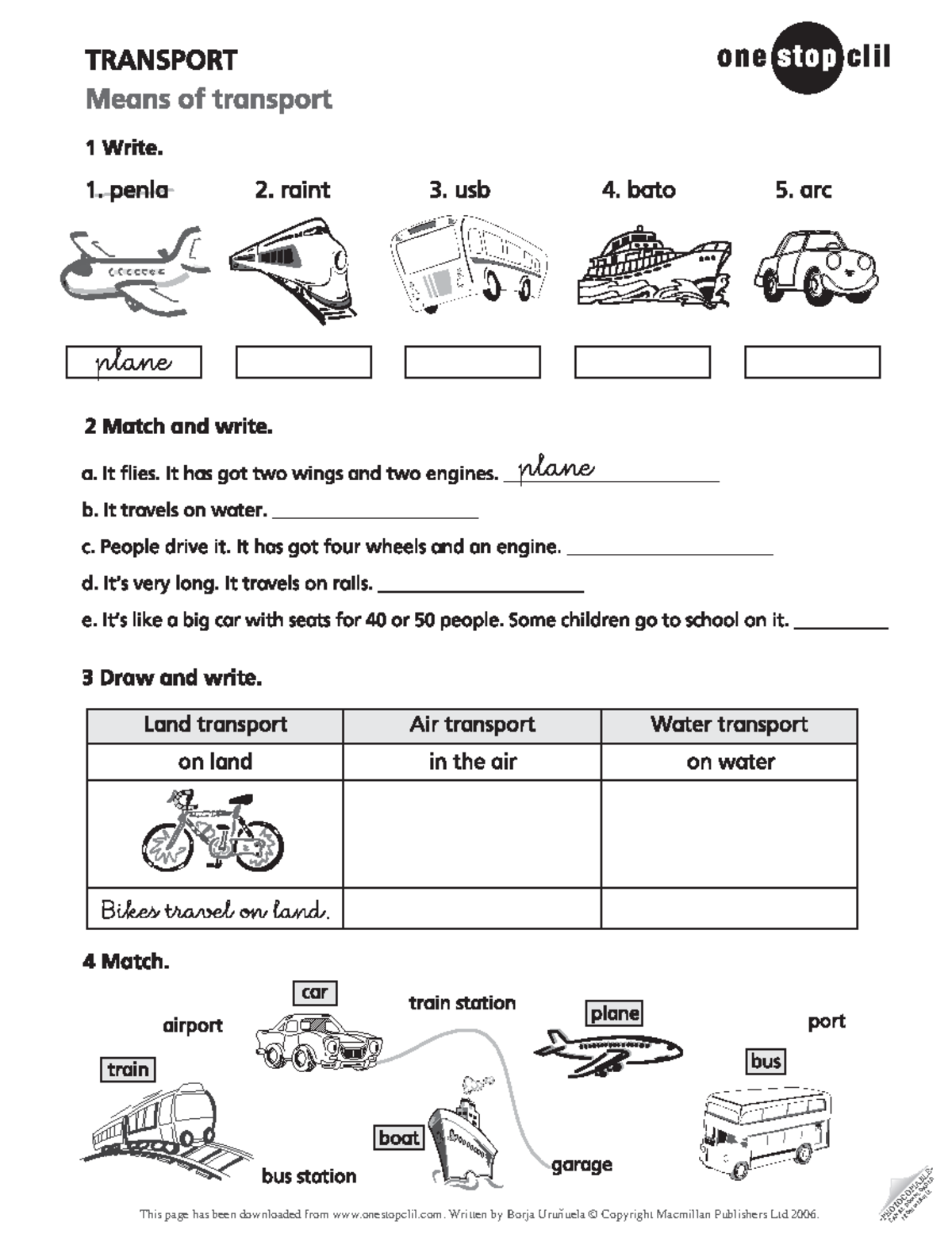 Means of Transport Lesson Plan SWTN: Teacher's Notes and Activities ...