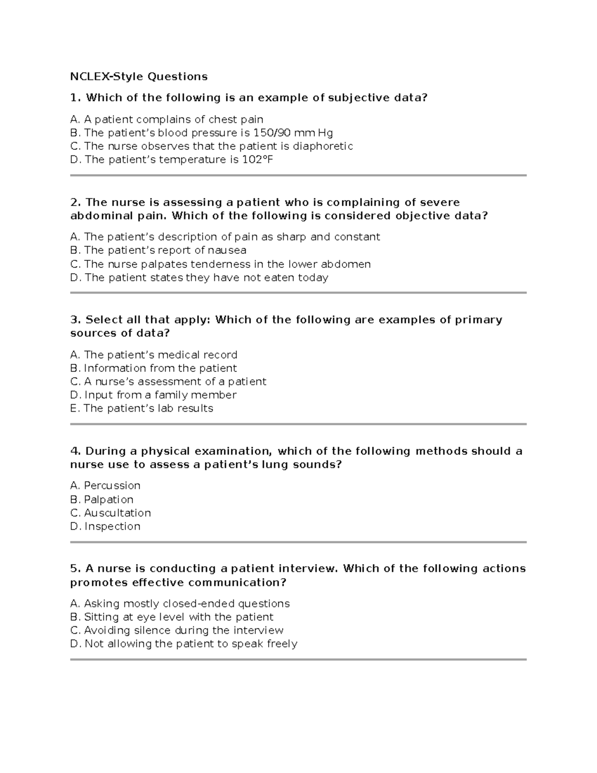 Module 34 NCLEX-Style Practice Questions and Answers - Studocu