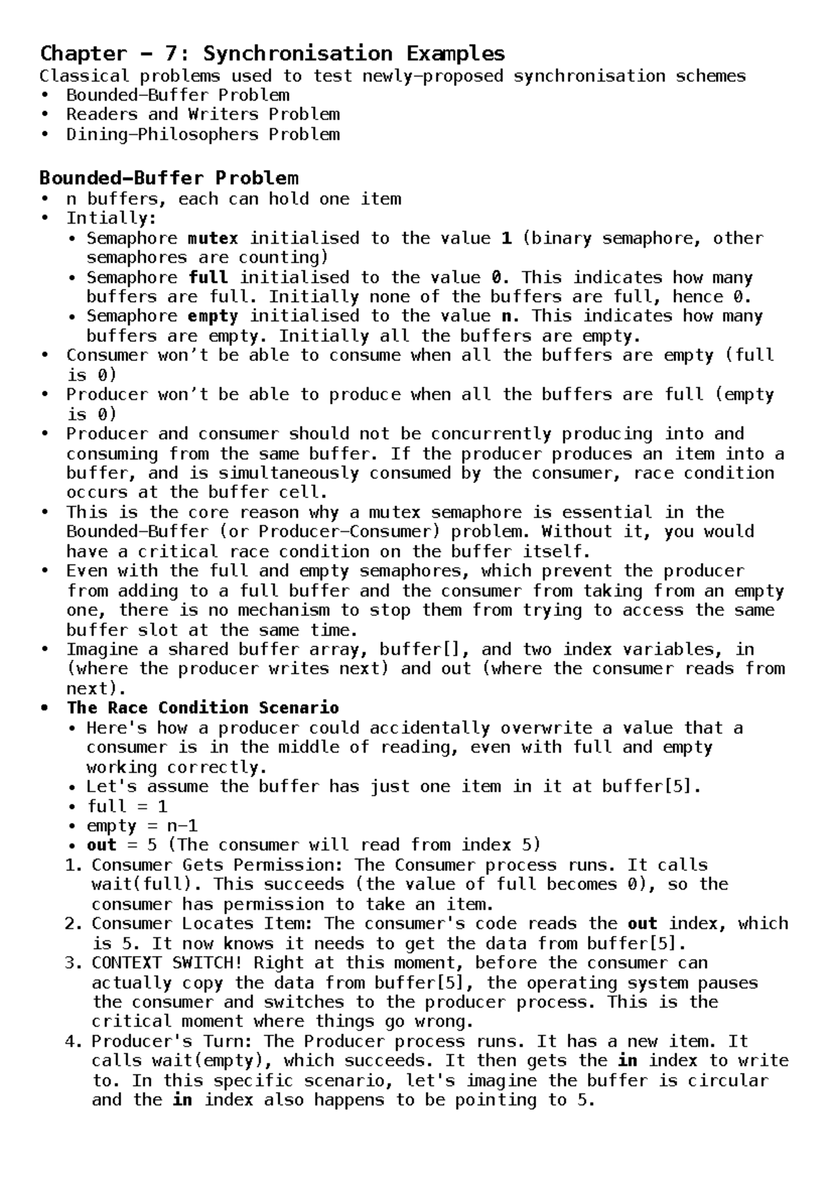 Chapter 7: Synchronisation Examples in Computer Science - Studocu