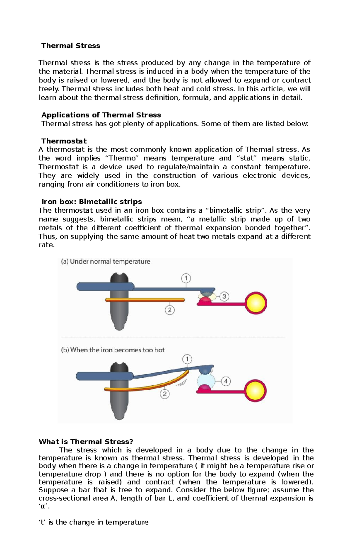Arche 02 - RSW Thermal Stress - Thermal Stress Thermal stress is the ...
