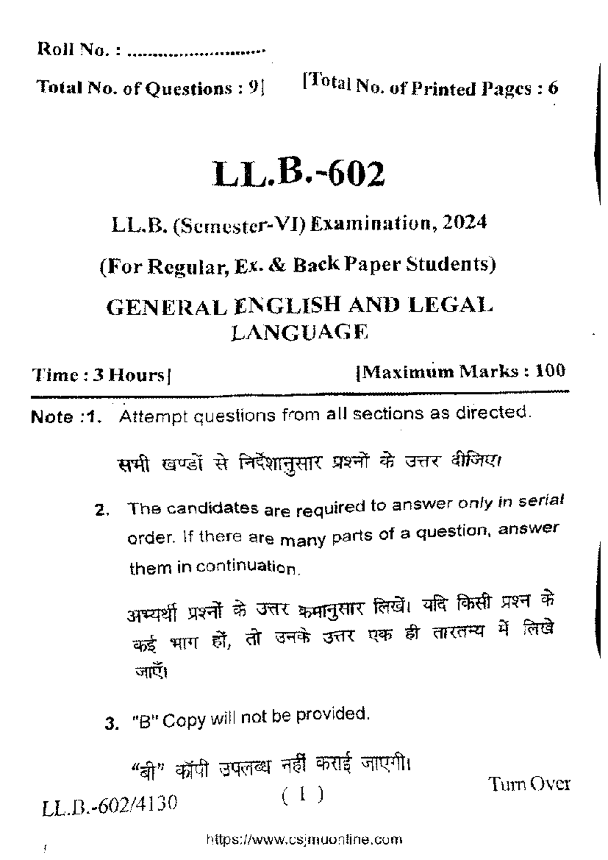 LLB 602 2024 General English & Legal Language Exam Guide - Studocu