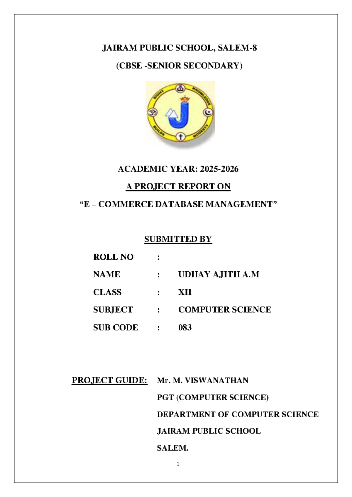 Final Project Report on E-Commerce Database Management (CS 083) - Studocu
