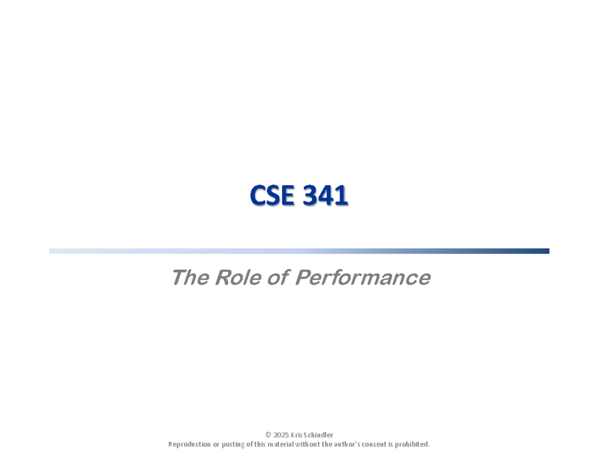 CSE 341: Understanding Performance Metrics and Execution Time - Studocu