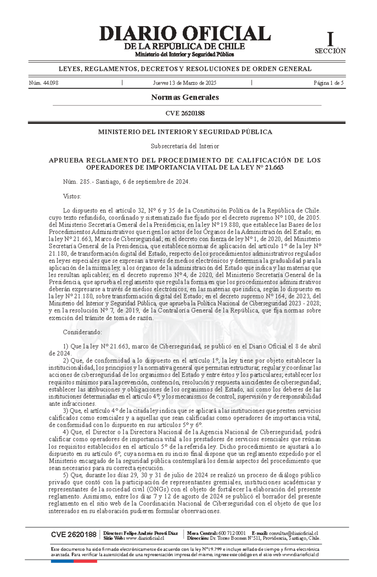 Procedimiento de Calificación de Operadores Vitales Ley N° 21.663 - Studocu
