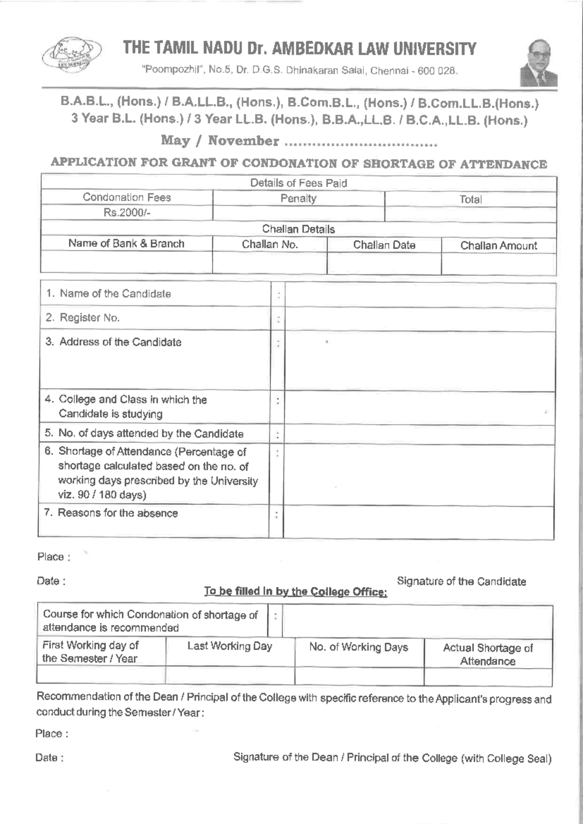 Condonation Form Guidelines - LLB Notes for Students - Studocu