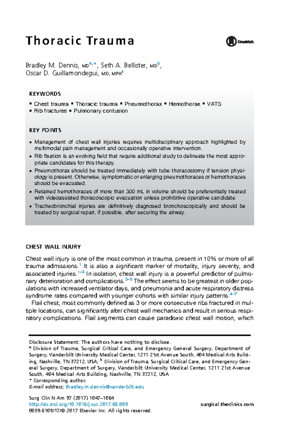 Thoracic Trauma Management: Key Insights and Guidelines - TRAUMA 101 ...