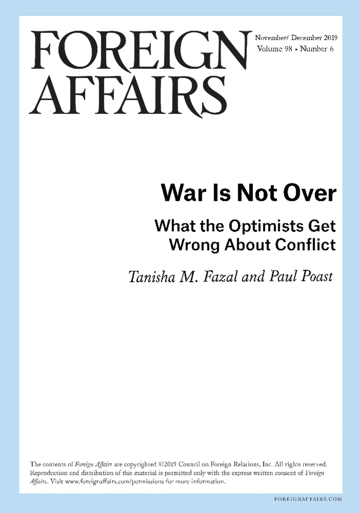 Understanding the Myth: Why War Is Not Over - By Fazal & Poast - Studocu