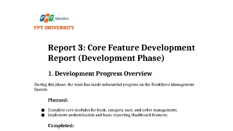 Report 3: Core Feature Development for BookStore Management System ...