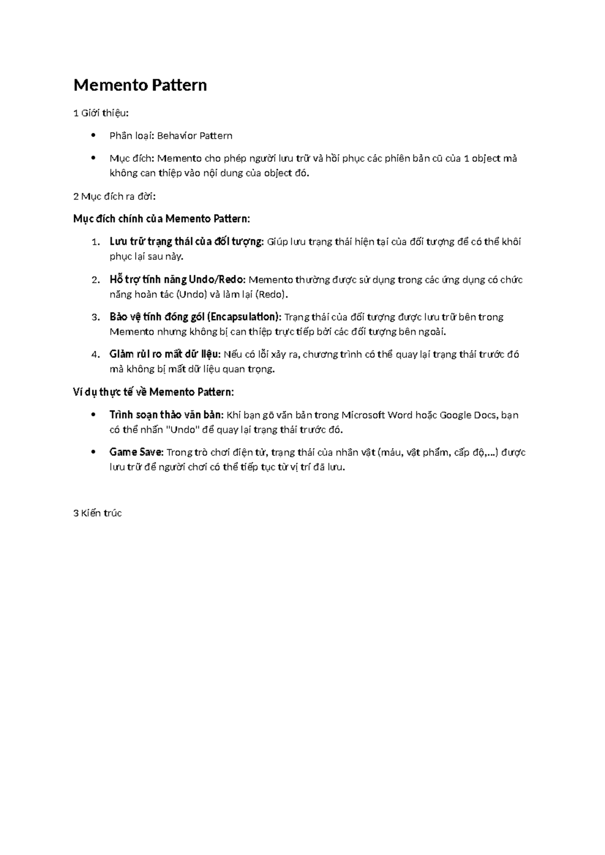 Memento Pattern & State Pattern: Overview and Key Concepts - Studocu