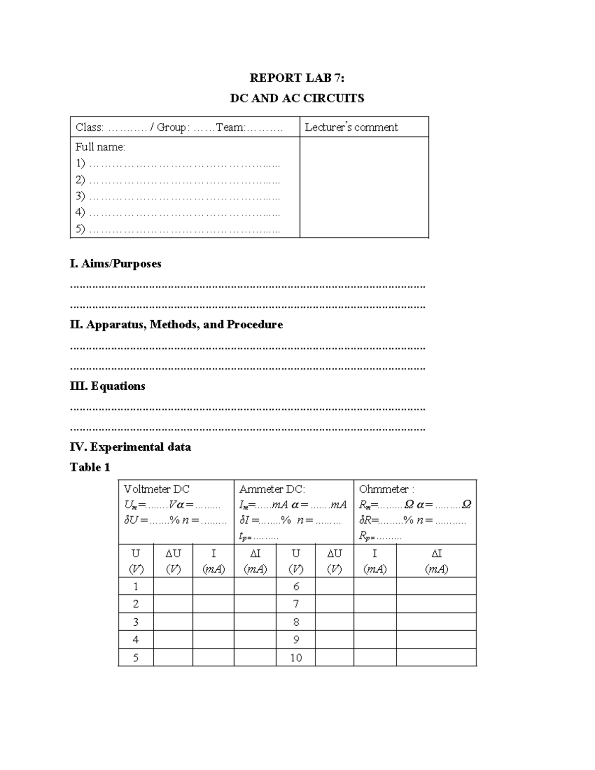 LAB 7 Report on DC & AC Circuits - jDs - Studocu