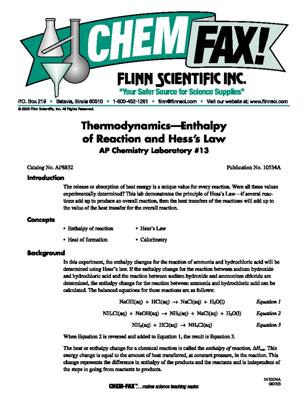 AP Chemistry Lab: Hess's Law and Enthalpy of Reactions - Studocu