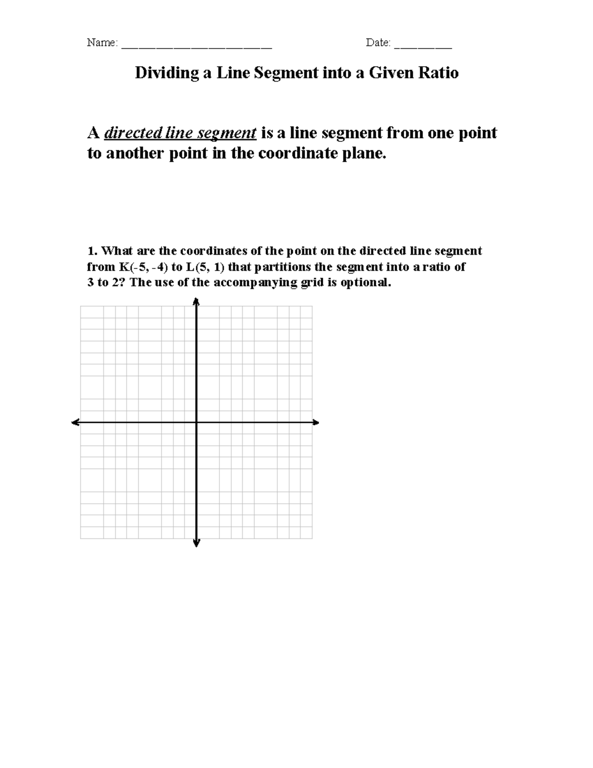 Dividing a Line Segment into Given Ratios: Geometry Notes - Studocu