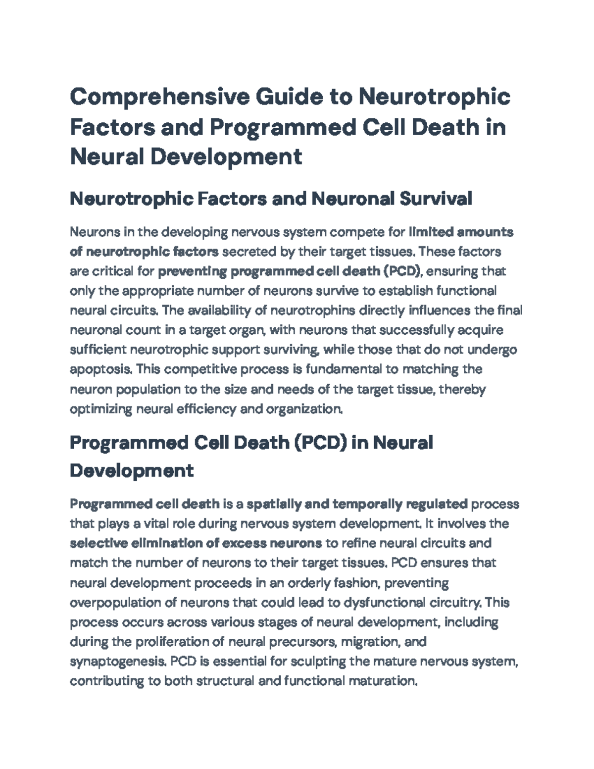 Neurotrophic Factors & PCD in Neural Development: A Comprehensive ...