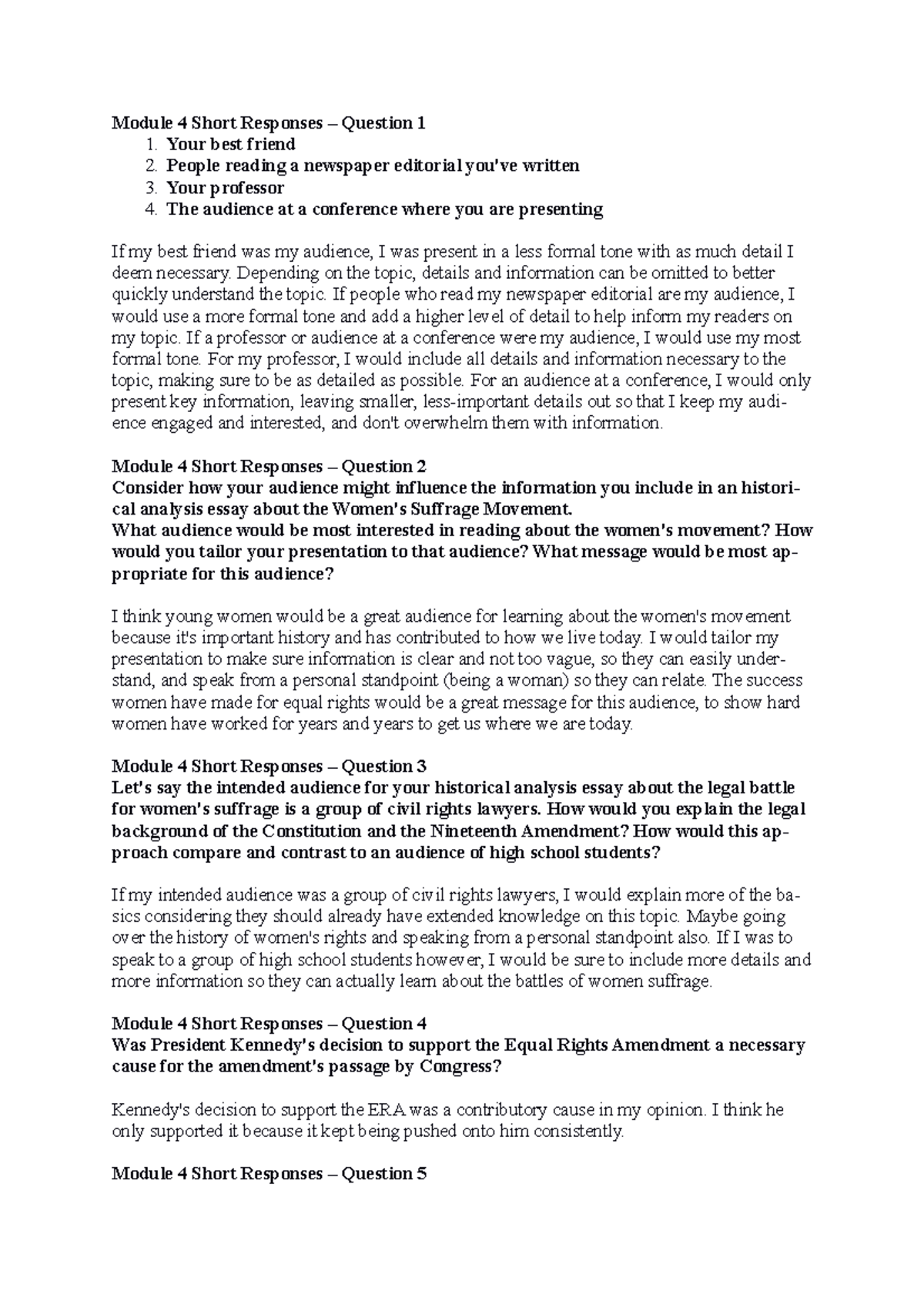 HIS 200 MOD 4 Short Answers - Module 4 Short Responses – Question 1 1 ...