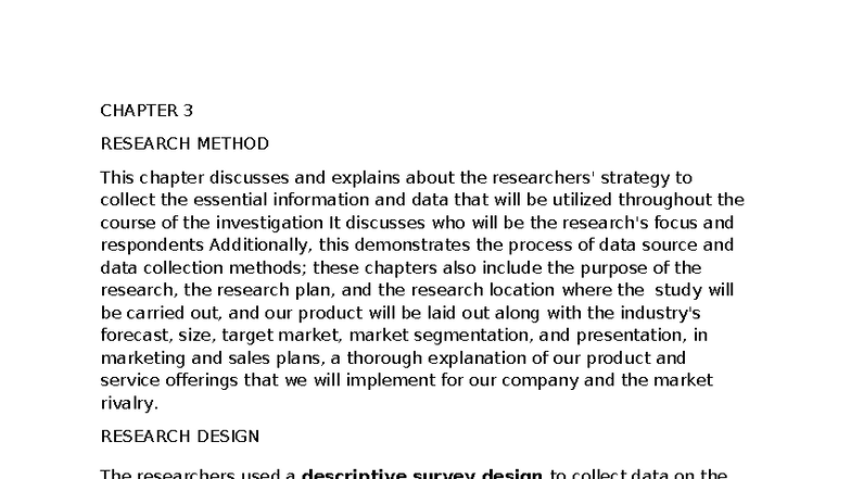 CHAPTER 3: RESEARCH METHOD FOR CASA DULCE (WDA) - Studocu
