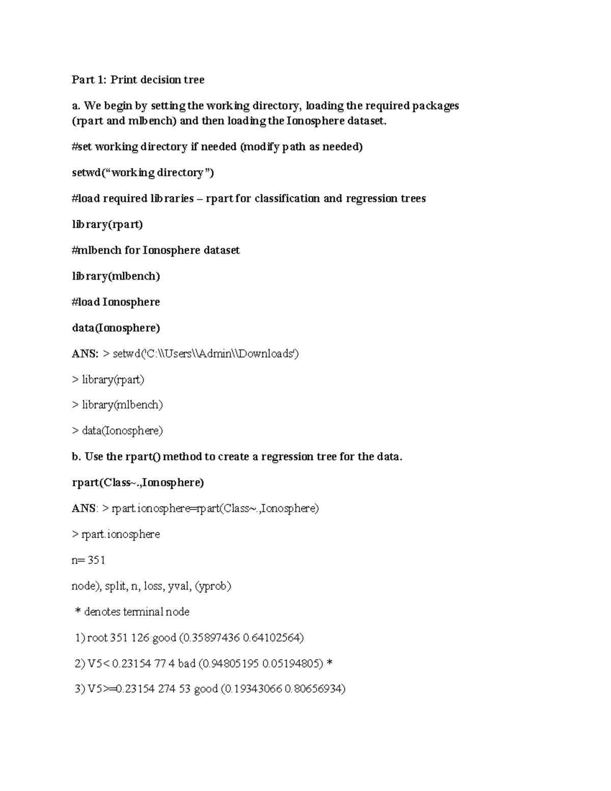 CS 4407 Programming Assignment: Decision Tree Analysis in R - Studocu