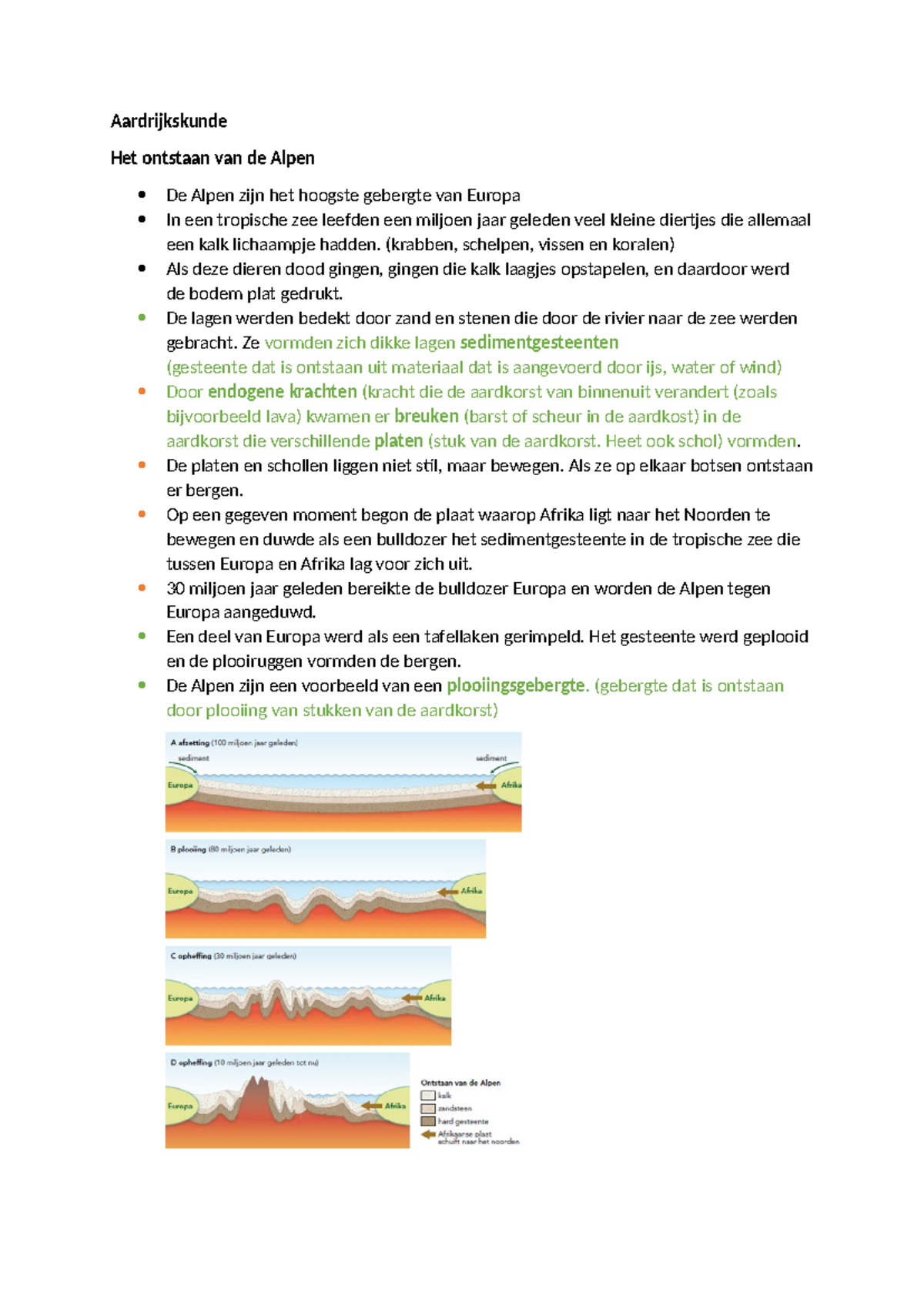Aardrijkskunde Hoofdstuk 2: Ontstaan van de Alpen en Gebergten ...