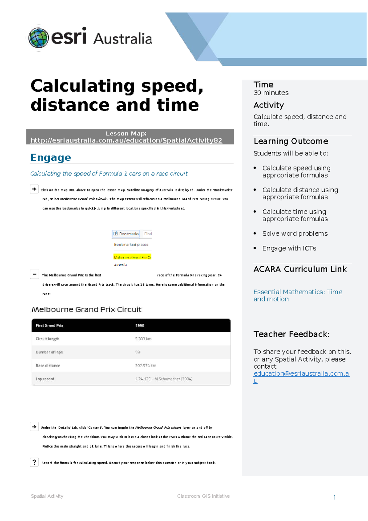GIS For Schools: Calculating Speed, Distance & Time Lesson - Studocu