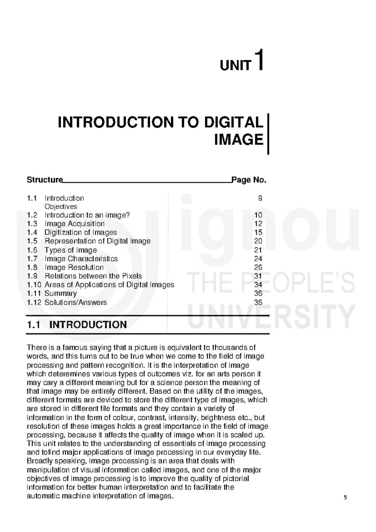 Unit 1: Introduction to Digital Image Processing (DIGI101) - Studocu