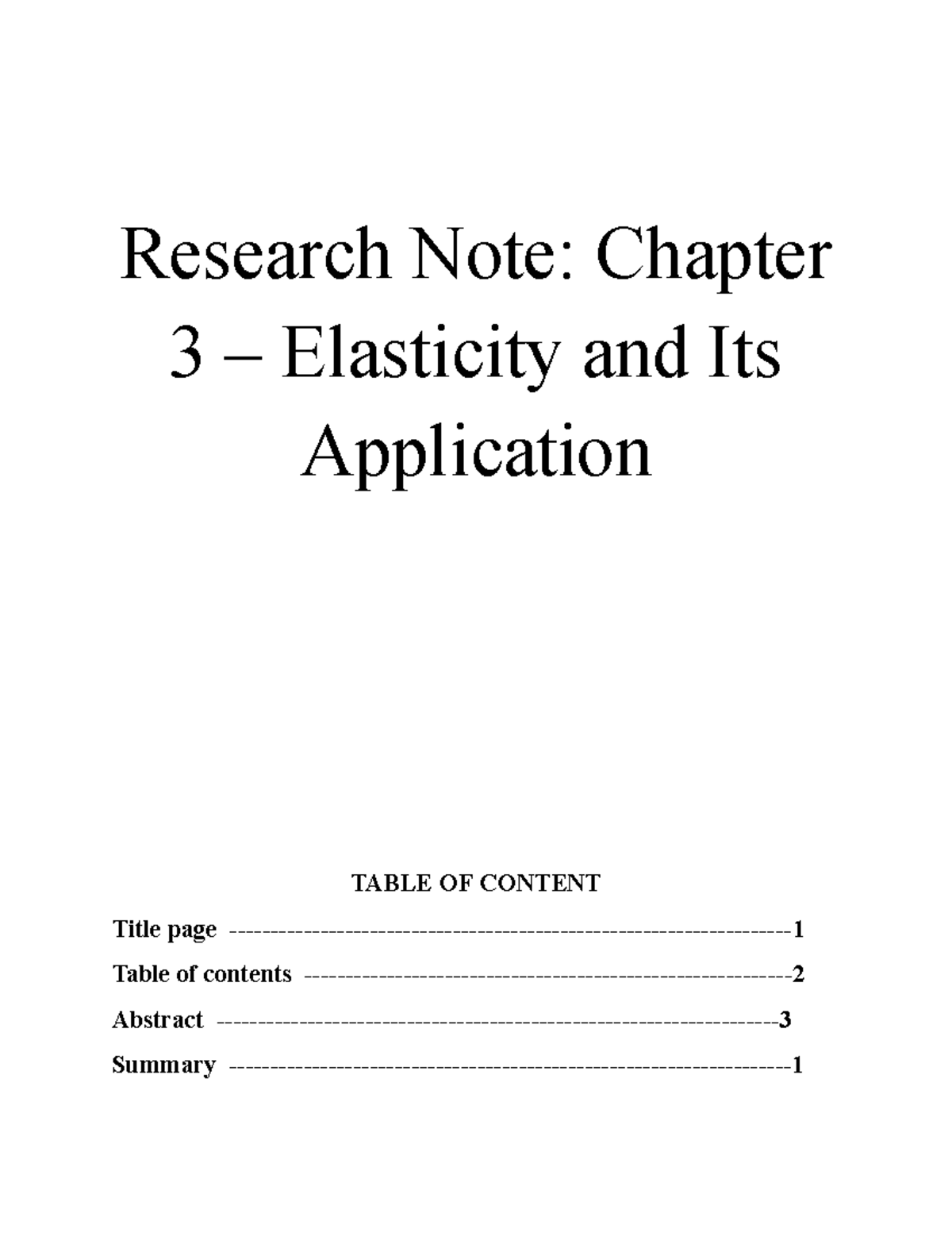 Research Note: Chapter 3 - Elasticity & Its Applications - Studocu