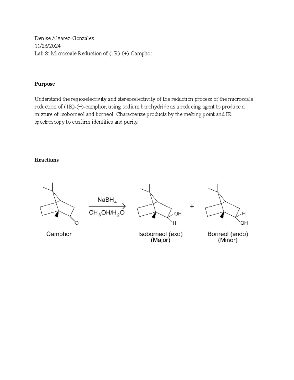 CHE 201 Pre-Lab 8 - Lab 8 - Denise Alvarez-Gonzalez 11/26/ Lab 8 ...