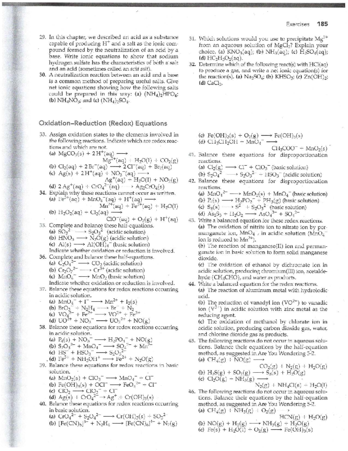 Chem 1A Chapter 5: Selected Problems on Acid-Base Reactions - Studocu