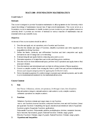 MATH 1100 TEXT BOOK - UNIVERSITY OF ZAMBIA SCHOOL OF NATURAL SCIENCES ...