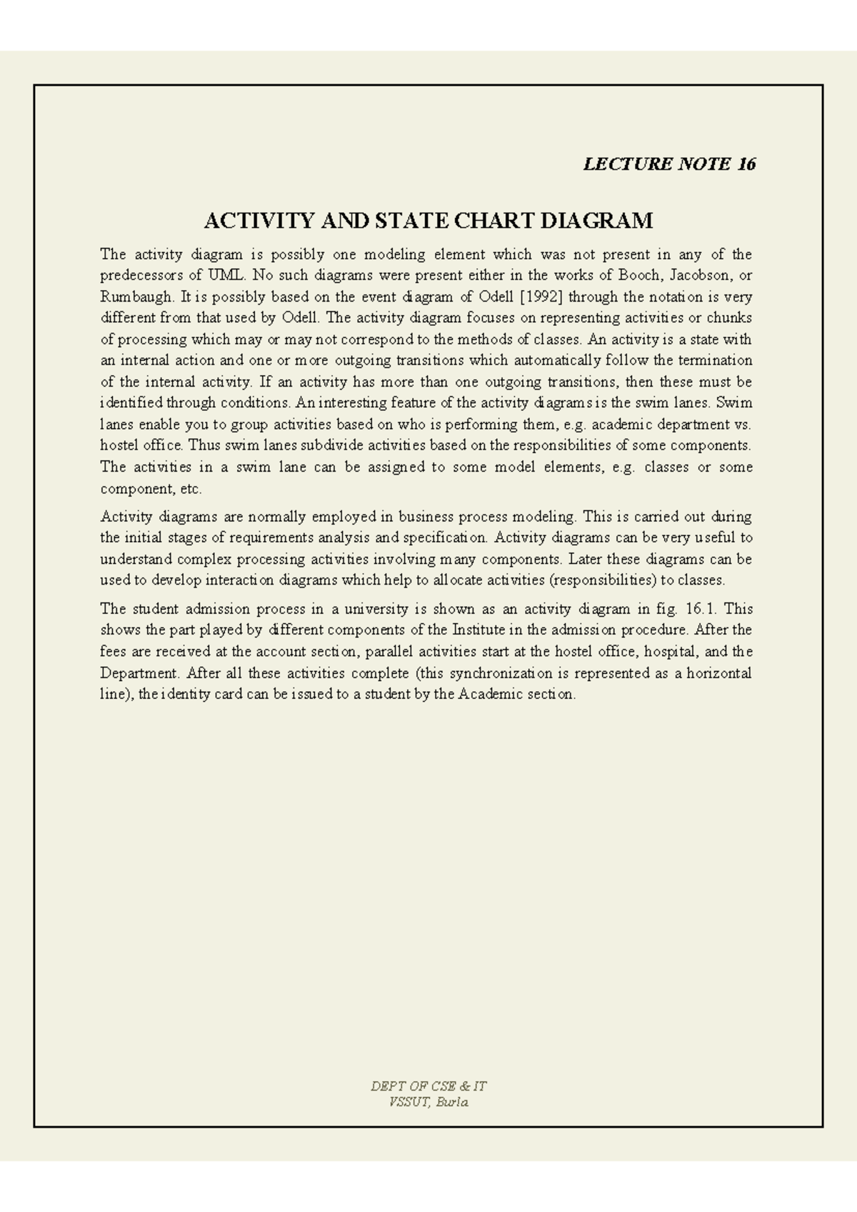 Lecture Note 16: UML Activity and State Chart Diagrams Explained - Studocu