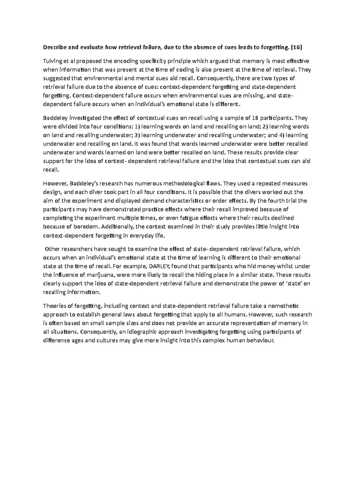 Psychopathology essay - Biological explanation of OCD (16 marker ...