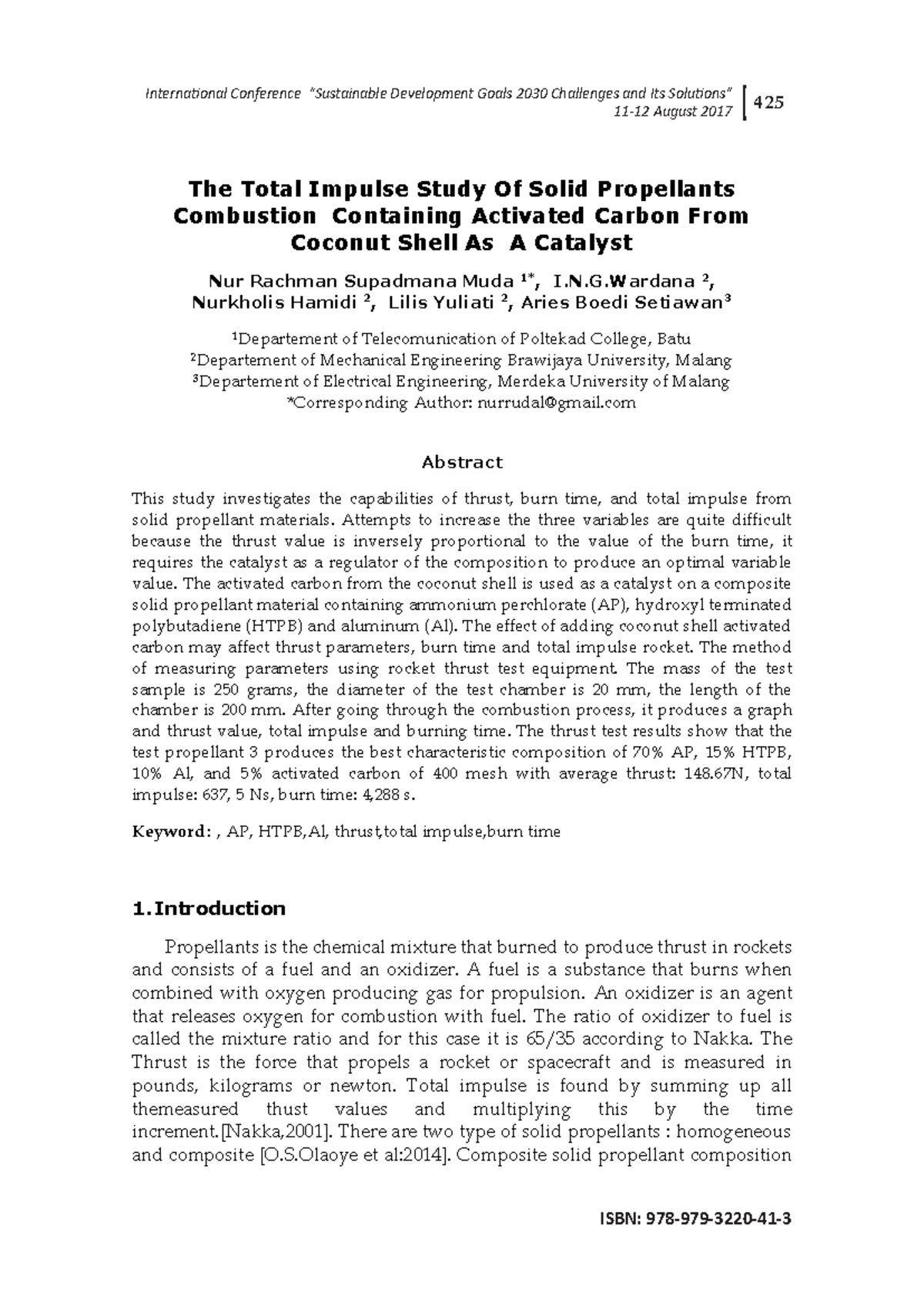 Total Impulse Study of Solid Propellants with Coconut Shell Catalyst (ENG-425) - Studocu