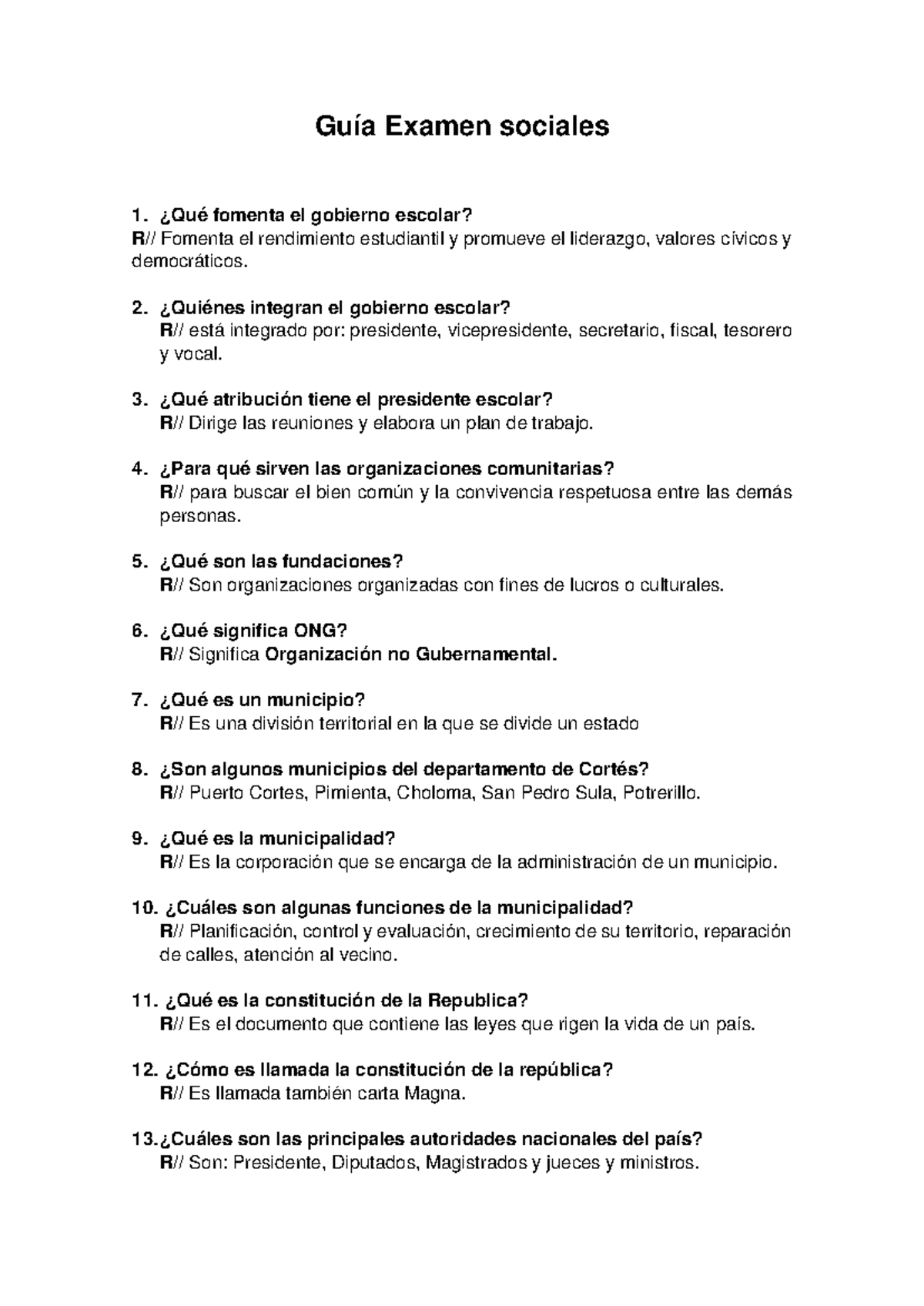 Guía Examen Sociales IV Parcial: Gobierno Escolar y Estructura ...