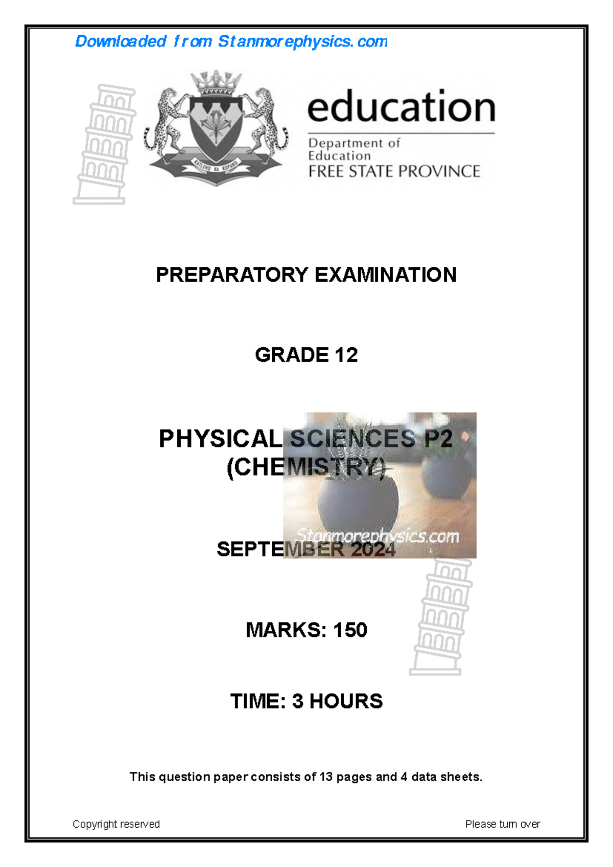 Grade 12 Physical Sciences P2 Prep Exam September 2024 Document - Studocu